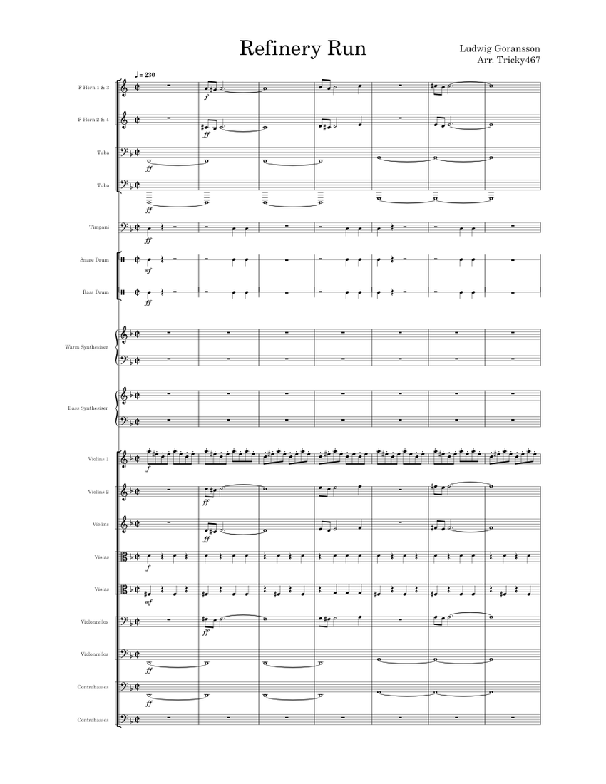 Refinery Run – Ludwig Göransson Sheet music for Tuba, French horn ...