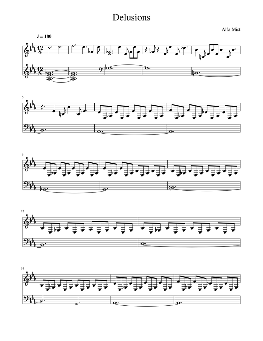 Delusions - Alfa Mist Sheet music for Piano (Solo) | Musescore.com