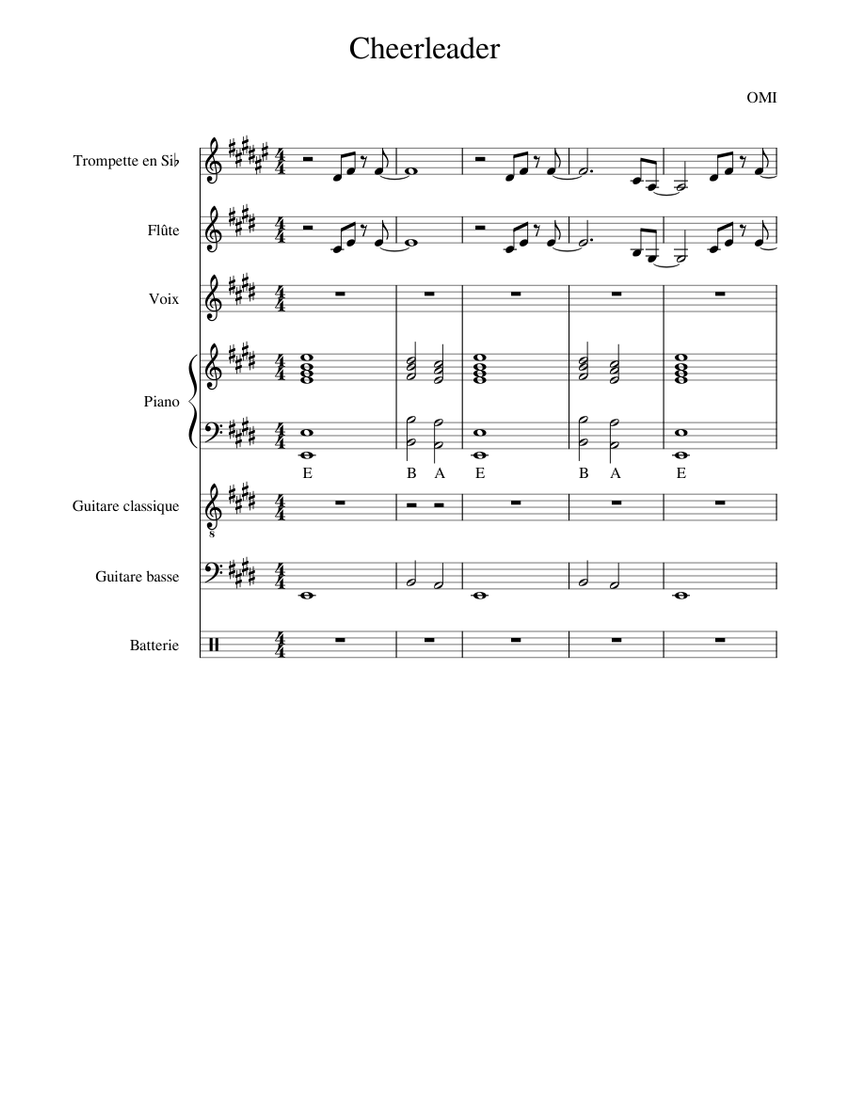 Cheerleader – Omi Cheerleader Sheet music for Piano, Trumpet in b-flat ...