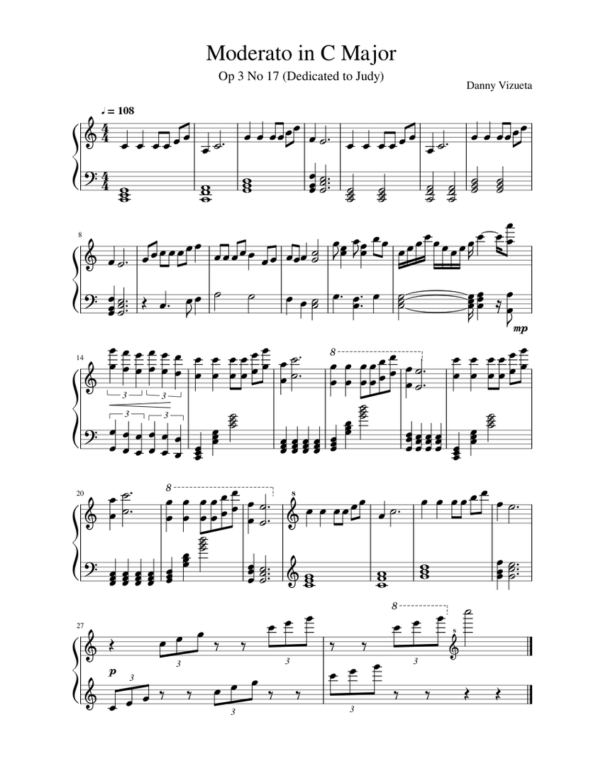 Moderato in C Major Sheet music for Piano (Solo) | Musescore.com