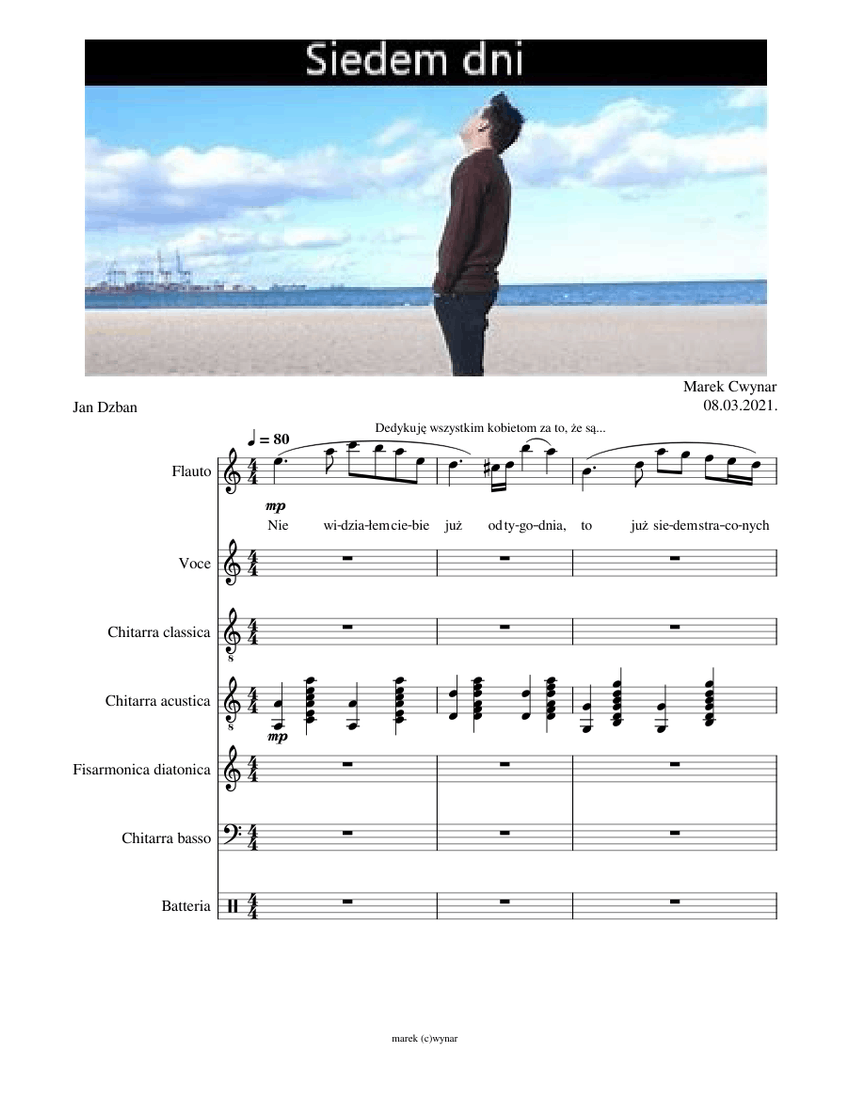 Siedem_dni Sheet music for Accordion, Vocals, Flute, Guitar & more ...