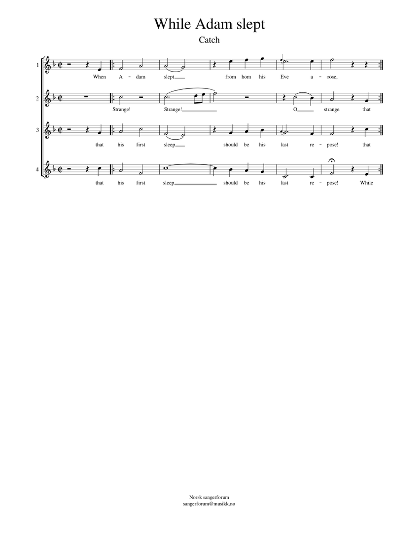 While Adam slept Sheet music for Vocals (Choral) | Musescore.com