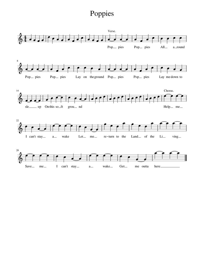 Poppies Sheet music for Piano (Solo) Easy | Musescore.com