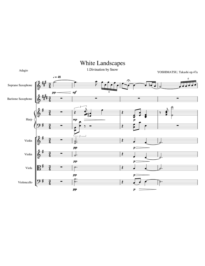 White_Landscapes Sheet Music for Saxophone baritone, Violin, Viola ...