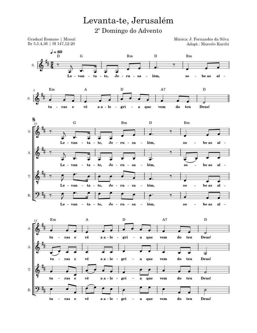 Levanta-te, Jerusalém Sheet music for Soprano, Alto, Tenor, Bass voice (Choral) | Musescore.com