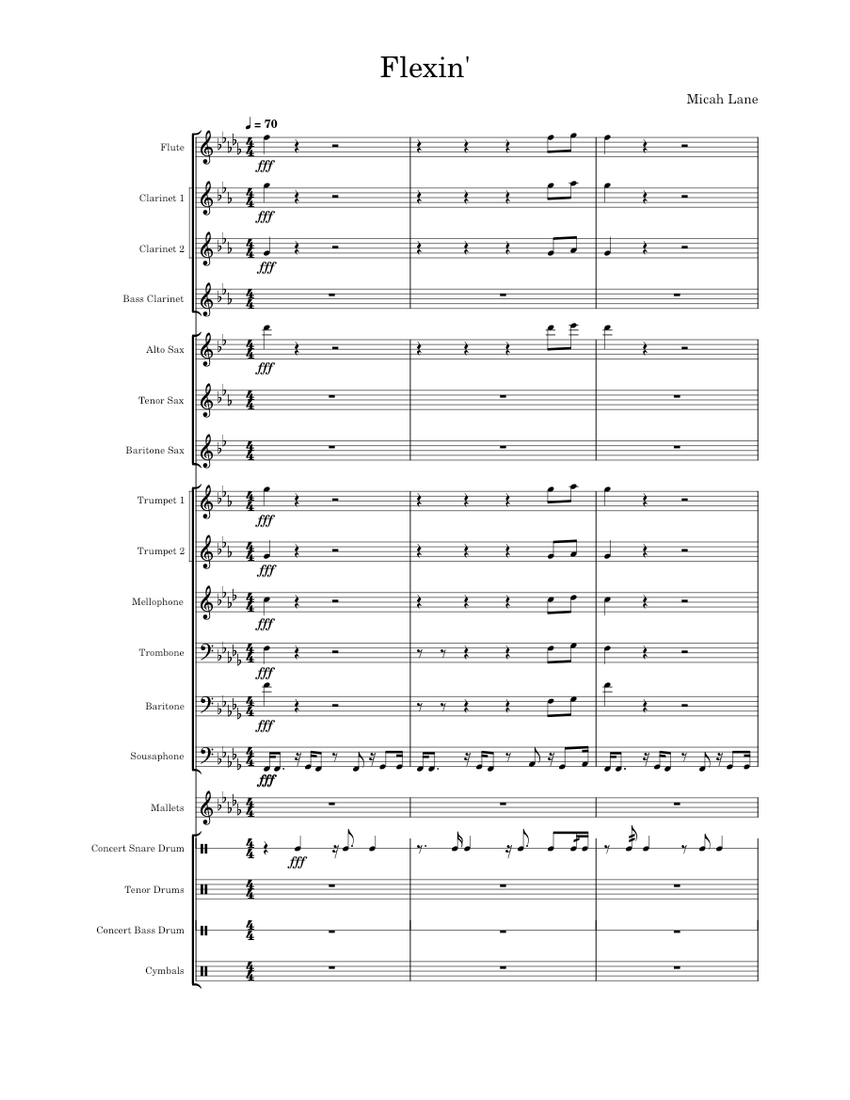 Flexin' Sheet music for Trombone, Flute, Clarinet in b-flat, Clarinet bass & more instruments ...