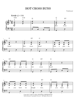 Hot Cross Buns – Piano Sheet Music for Piano (Solo) easy | MuseScore.com