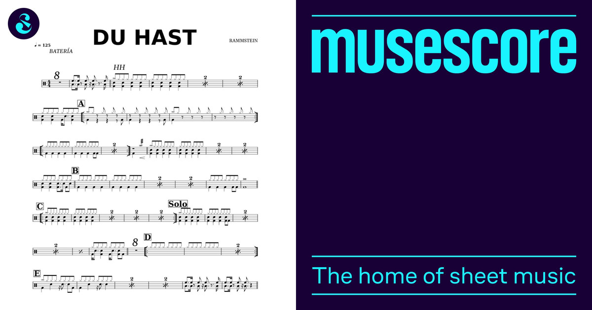 DU HAST - Rammstein Drums Chart Sheet Music for Piano (Solo ...