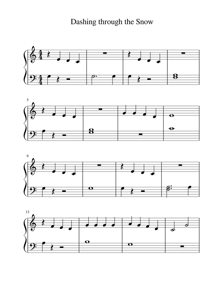 Dashing through the snow Sheet Music for Piano (Solo) easy | MuseScore.com