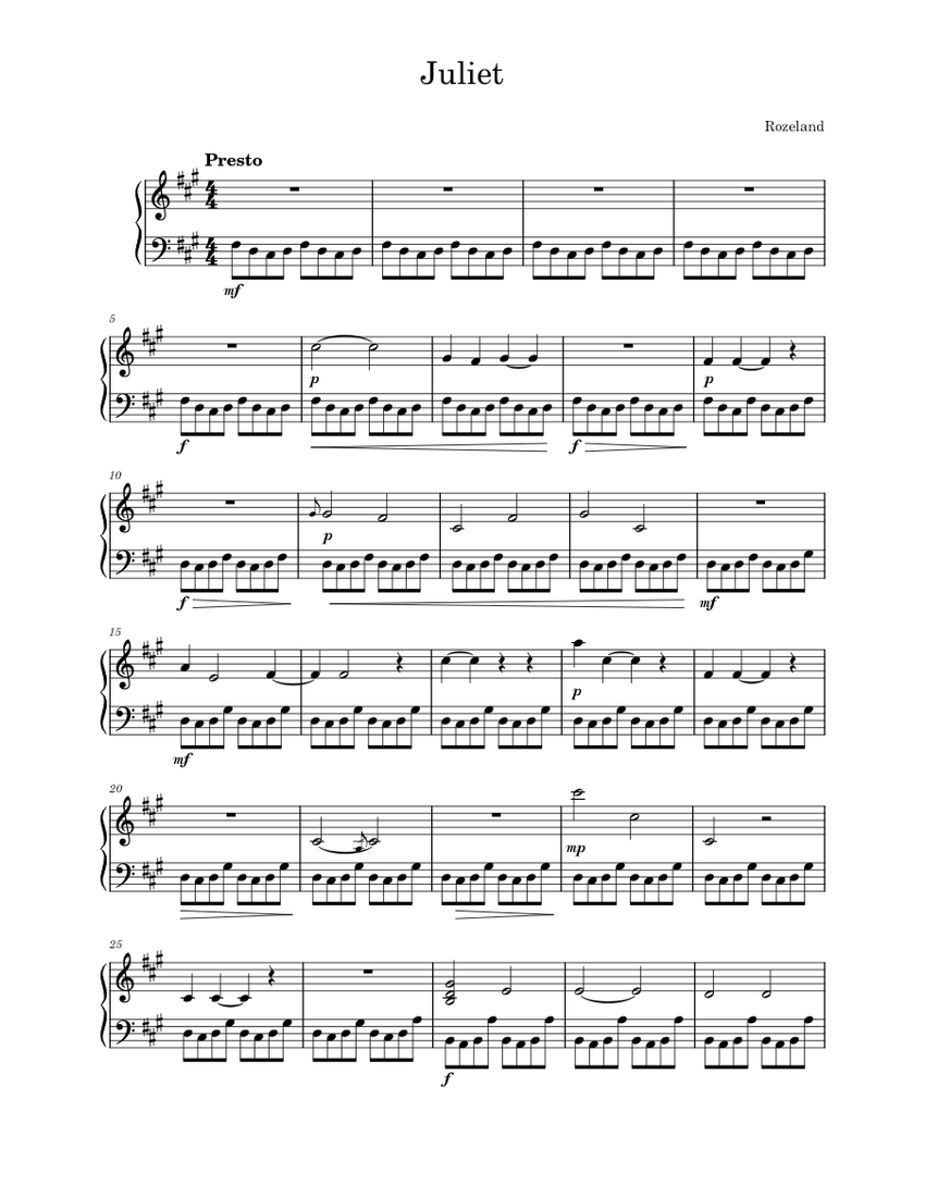 Juliet Sheet Music for Piano (Solo) easy | MuseScore.com