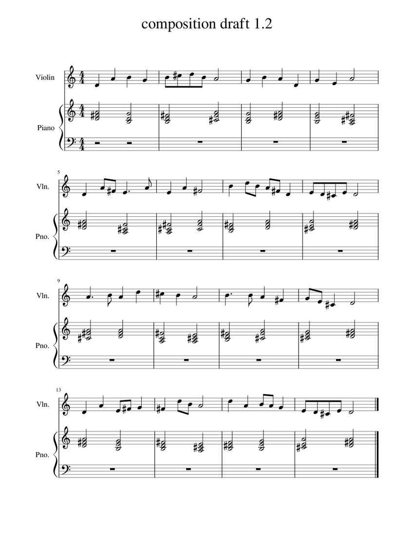 composition draft 2 Sheet music for Piano, Violin (Solo) | Musescore.com