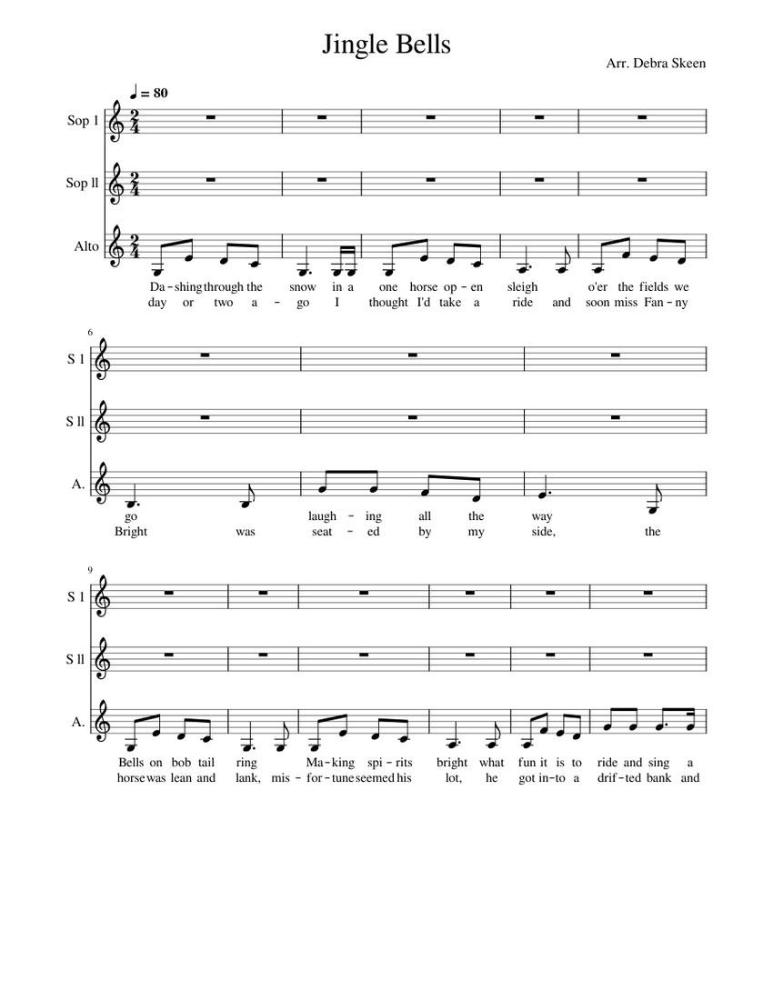 Jingle bells – Misc Traditional Sheet Music for Soprano, Alto, Mezzo ...