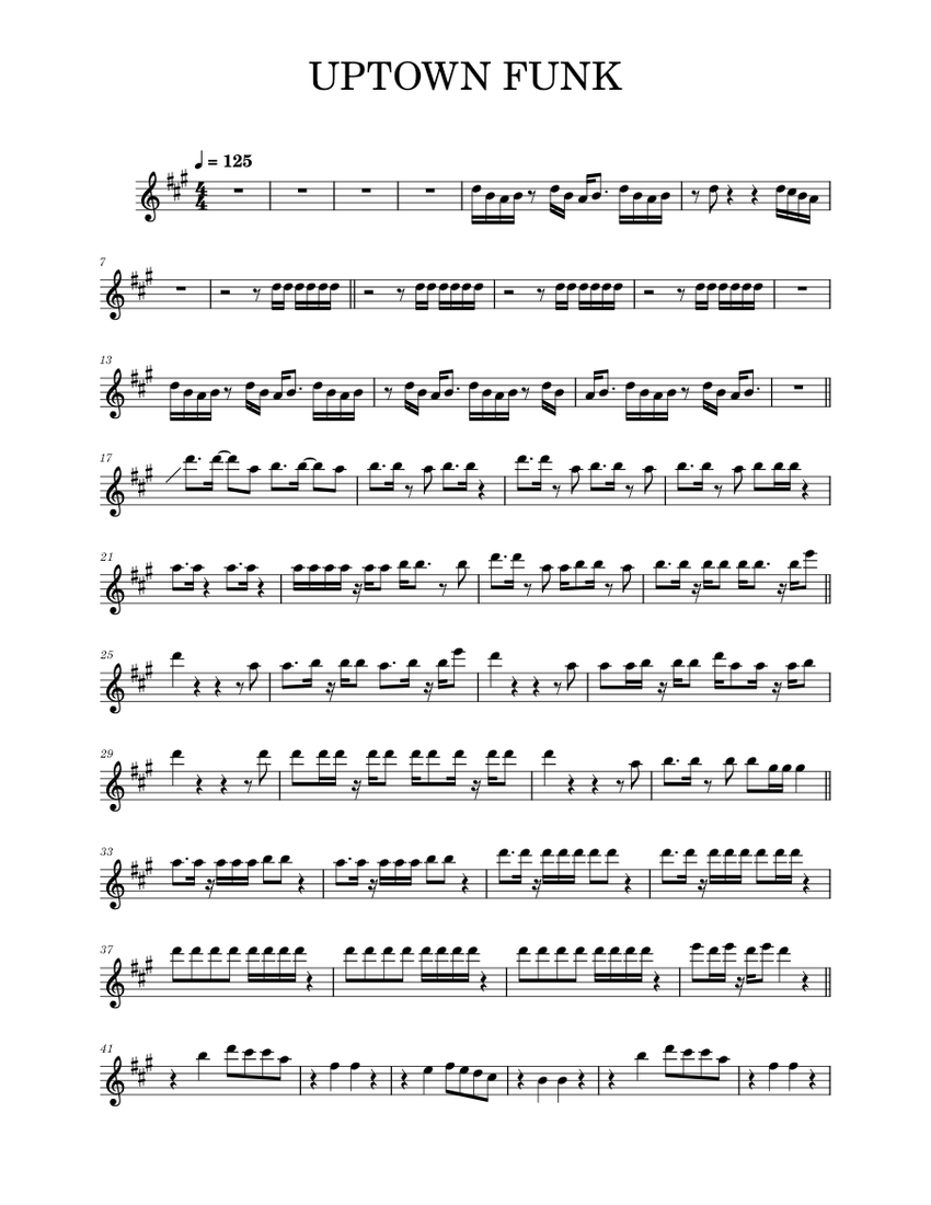 Uptown Funk – Mark Ronson ft. Bruno Mars (ALTO SAX RMX) Sheet Music ...
