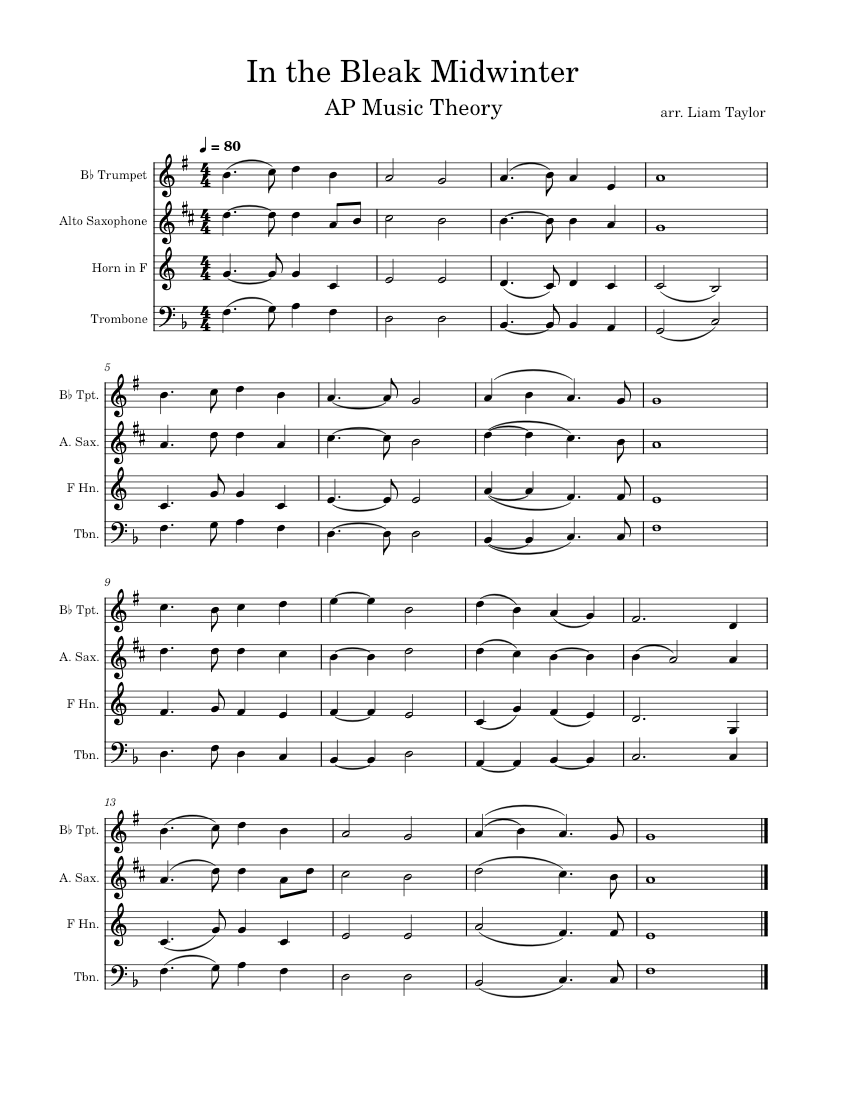 In The Bleak Midwinter Gustav Holst In The Bleak Midwinter Sheet