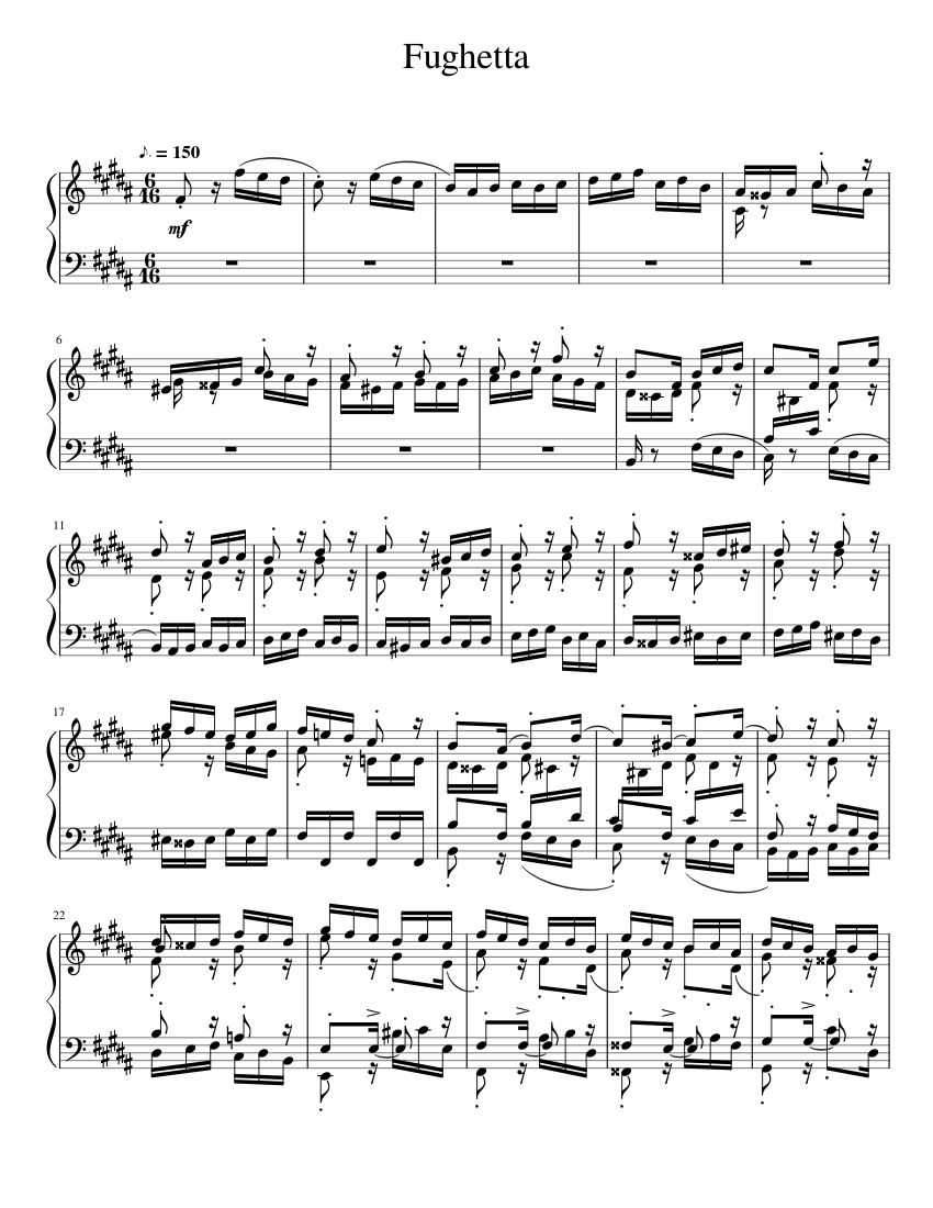 Fughetta Sheet music for Piano (Solo) | Musescore.com