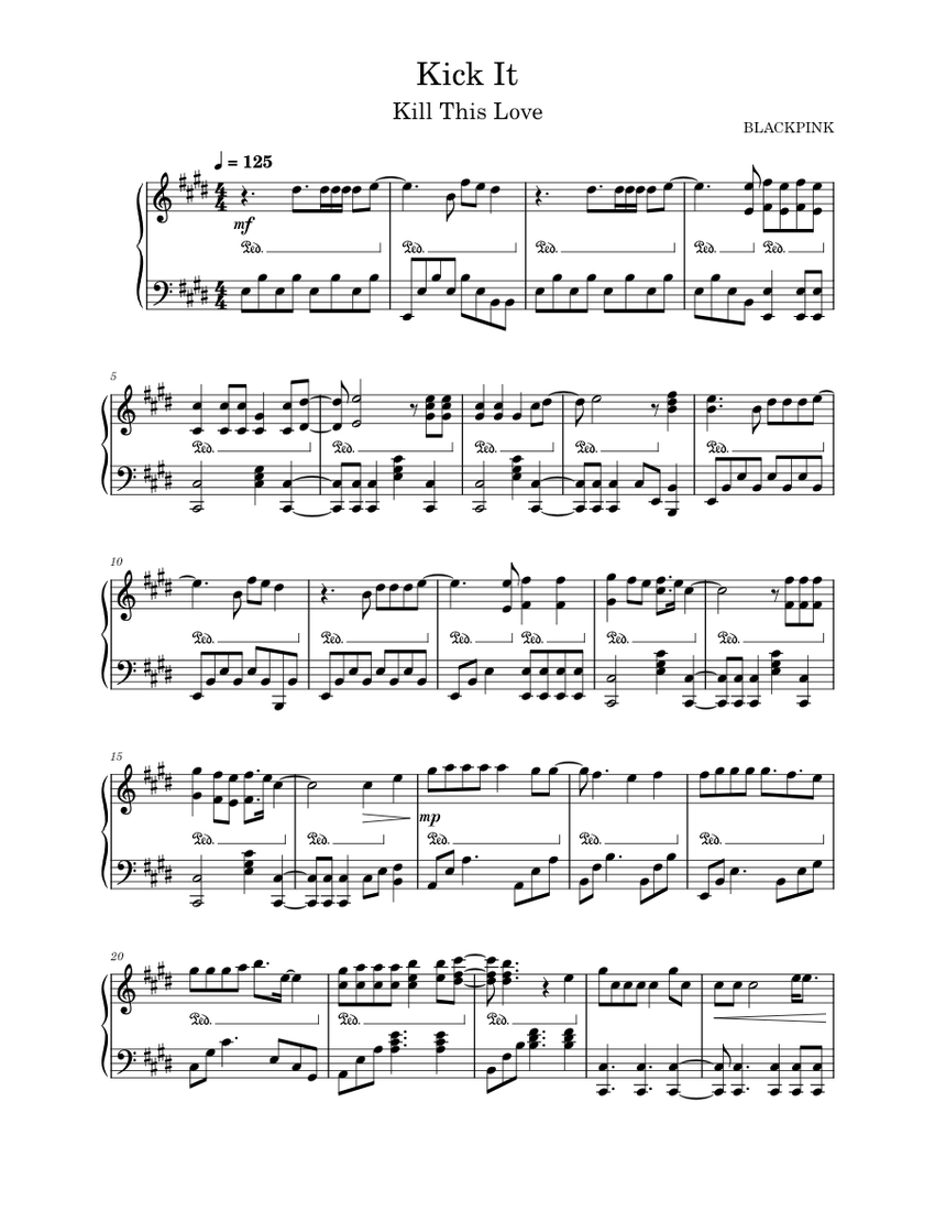 Kick It – BLACKPINK Sheet Music for Piano (Solo) | MuseScore.com
