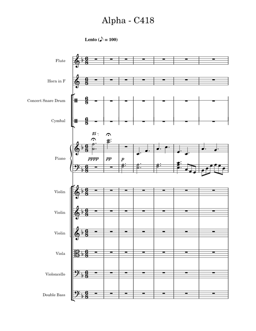 Alpha – C418 Full Score Sheet Music for Piano, Flute, French horn ...