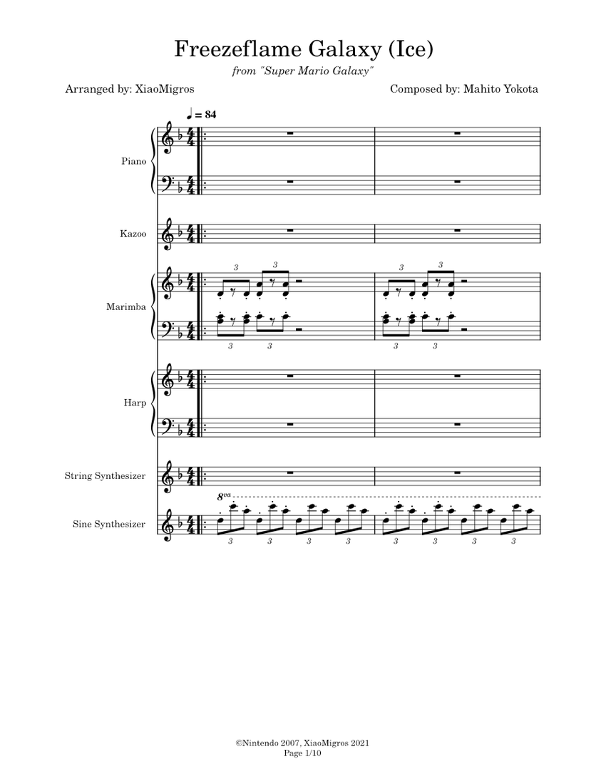 Ice Mountain - Super Mario Galaxy (Freezeflame Galaxy) Sheet Music for ...