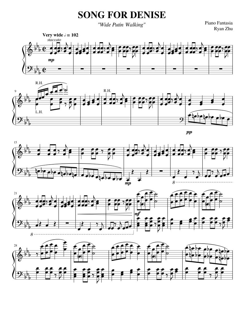 Piano Fantasia - Song For Denise "Wide Putin" (Piano Score) Sheet Music ...
