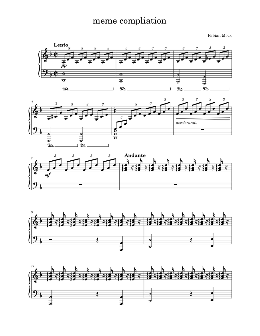 meme compliation Sheet Music for Piano (Solo) | MuseScore.com