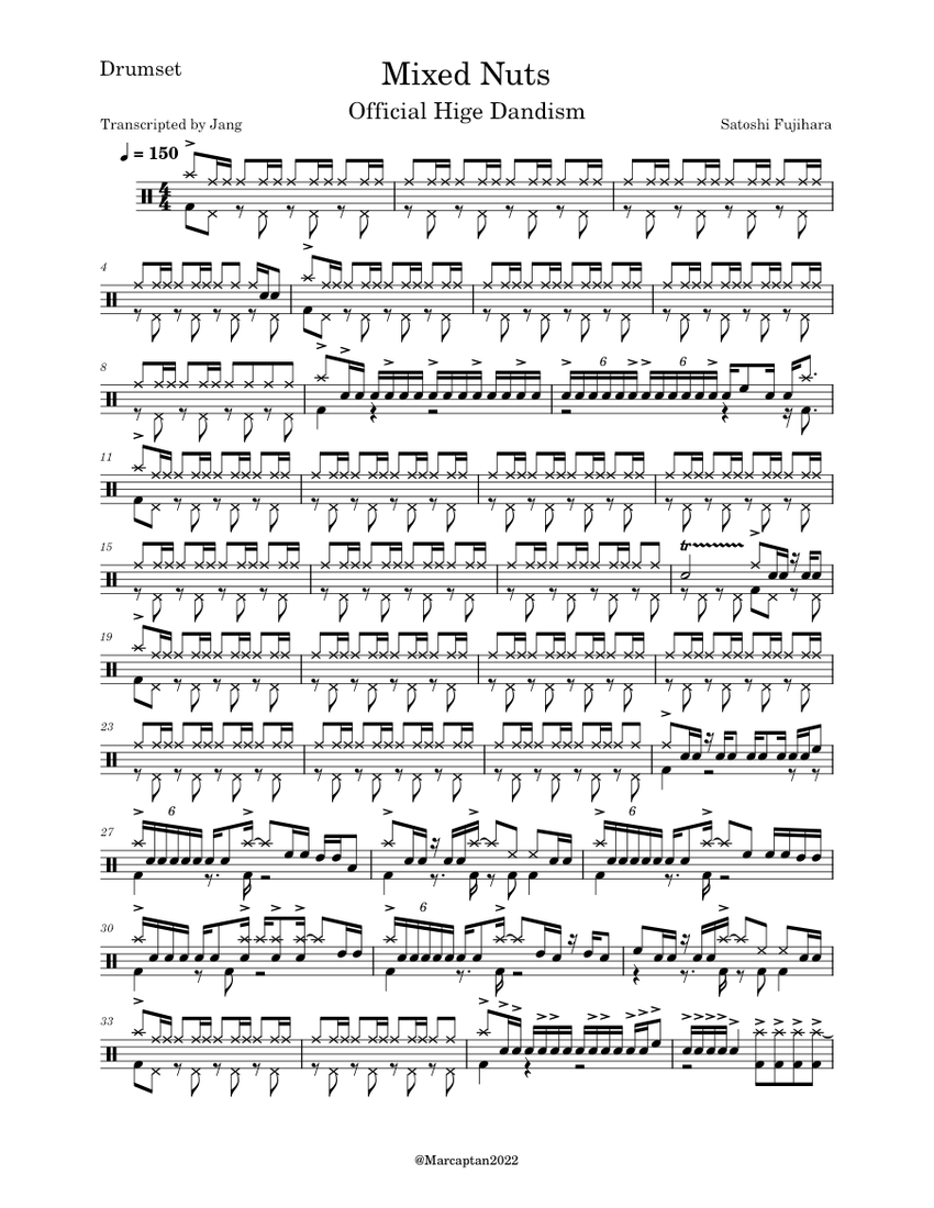 Mixed Nuts – official髭男dism Mixed Nuts (Drumset) Sheet Music for Drum group (Concert Band ...