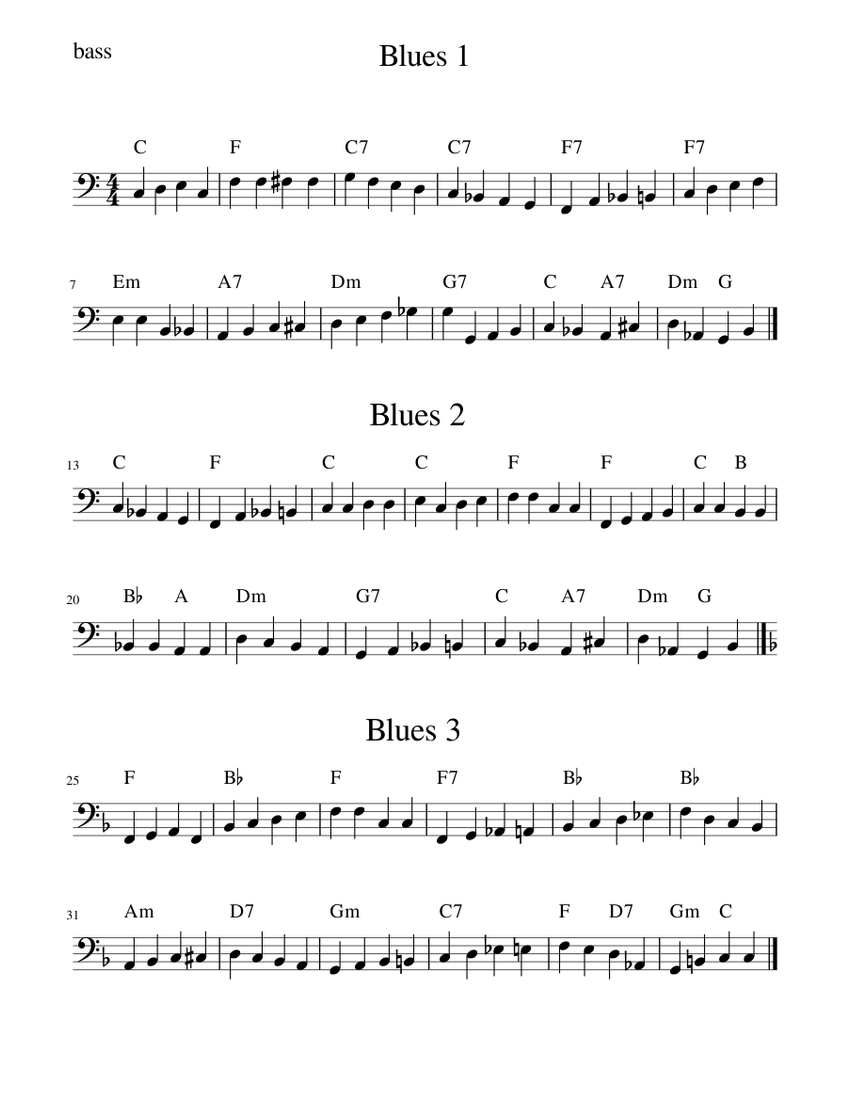 Blues 1 Sheet music for Bass guitar (Solo) | Musescore.com