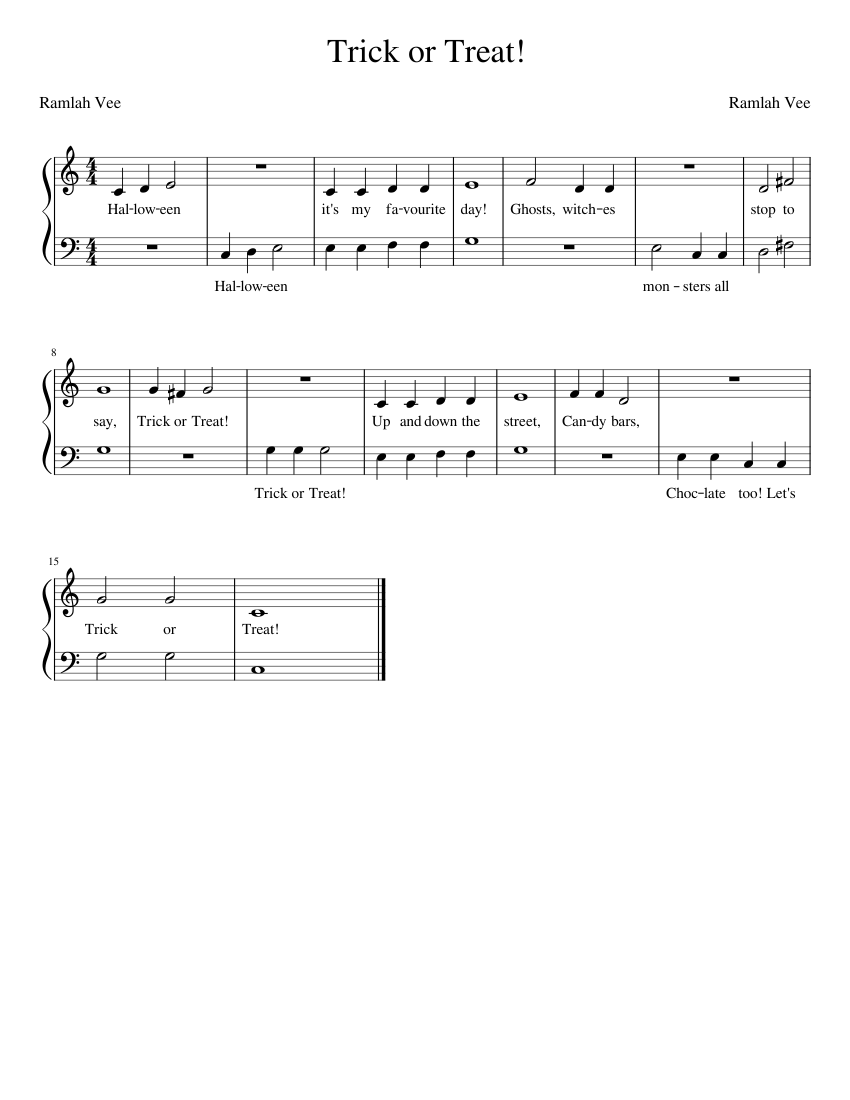 Trick or Treat! Piano for SISJO Sheet music for Piano (Piano-Voice ...