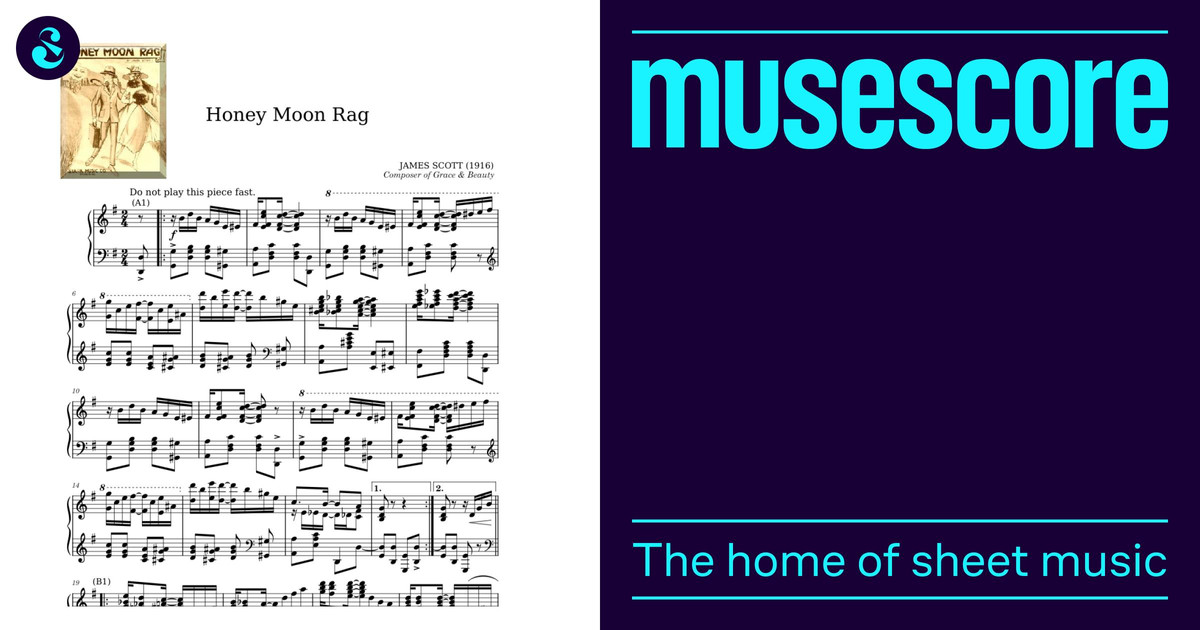 Honey Moon Rag by James Scott (1916) Sheet Music for Piano (Solo ...