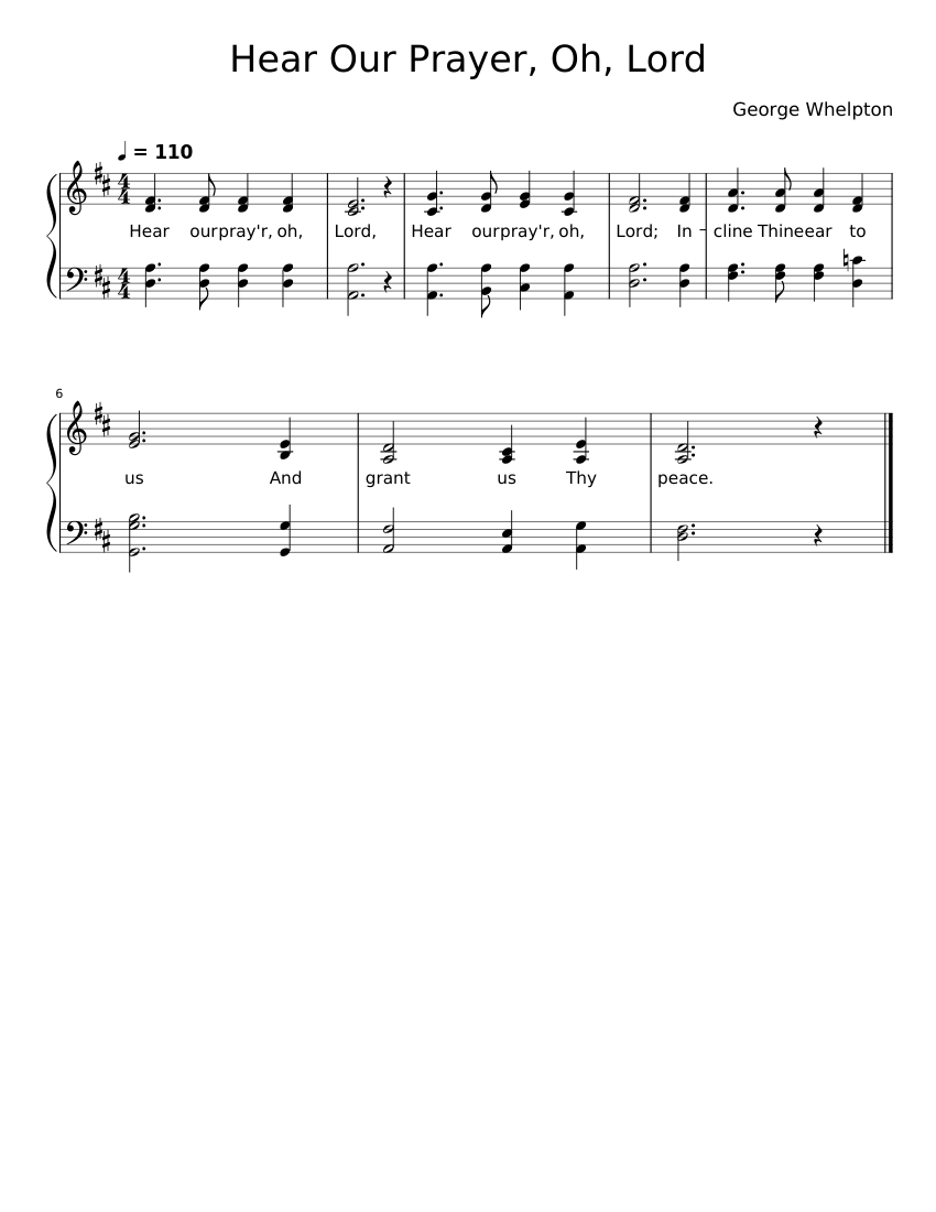 Hear Our Prayer, Oh, Lord Sheet Music for Piano (Solo) Easy | MuseScore.com