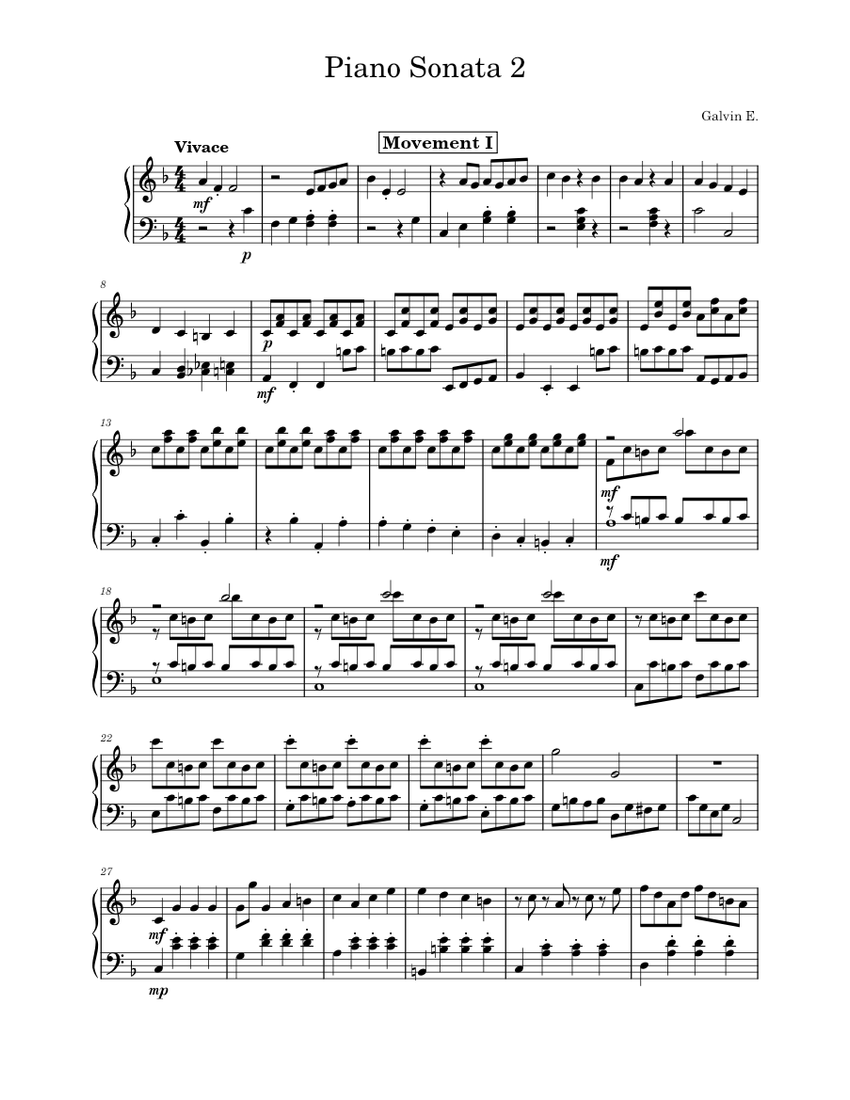 Piano Sonata 2 Sheet music for Piano (Solo) | Musescore.com