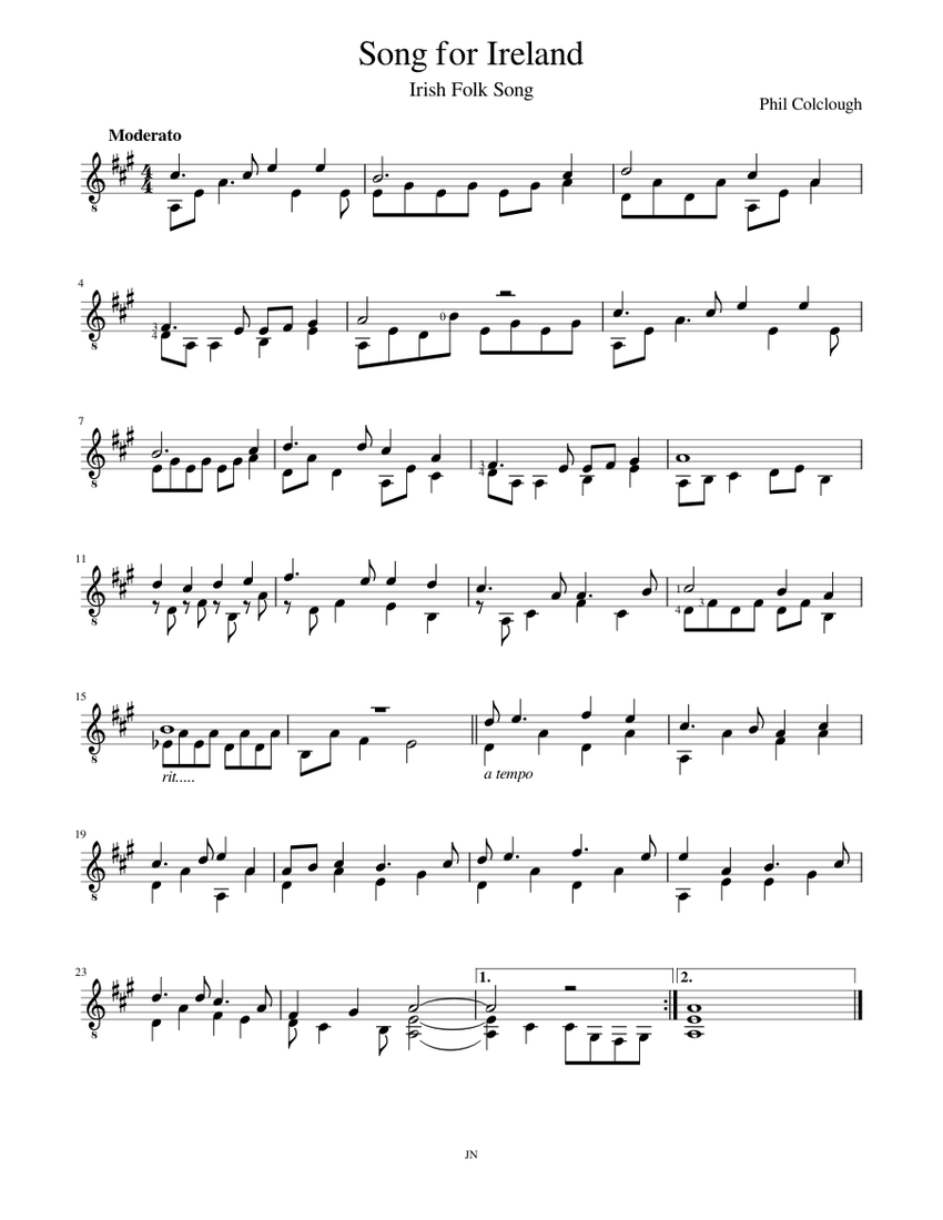 Song for Ireland - Irish traditional Sheet Music for Guitar (Solo ...