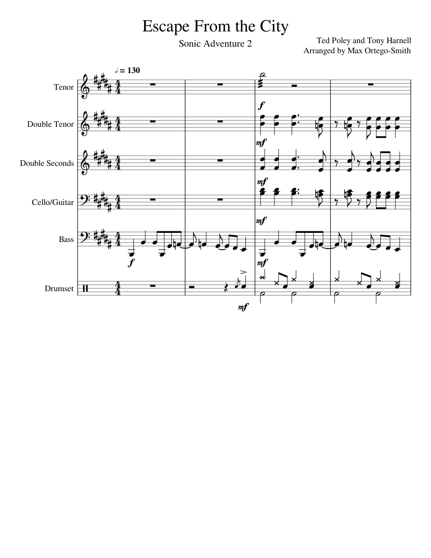 Escape From the City Sheet Music for Drum group, Steel drums (Mixed ...