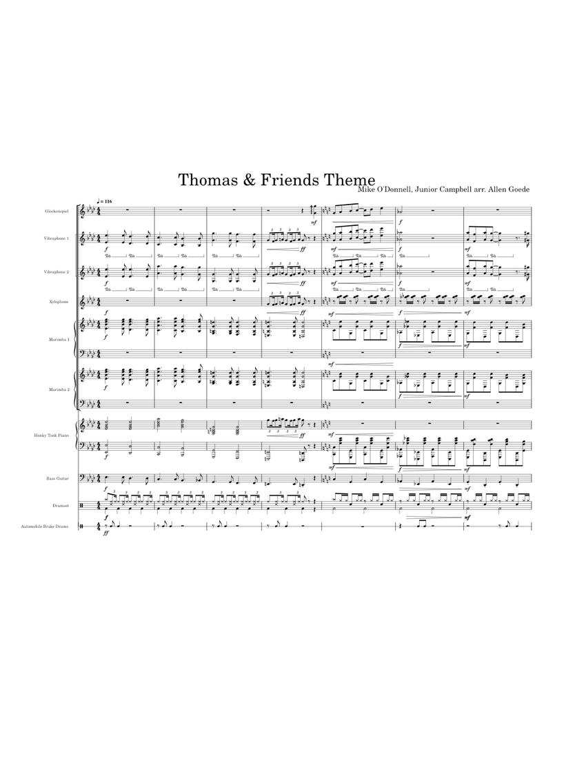 Thomas & Friends Theme Sheet music for Piano, Vibraphone, Glockenspiel ...