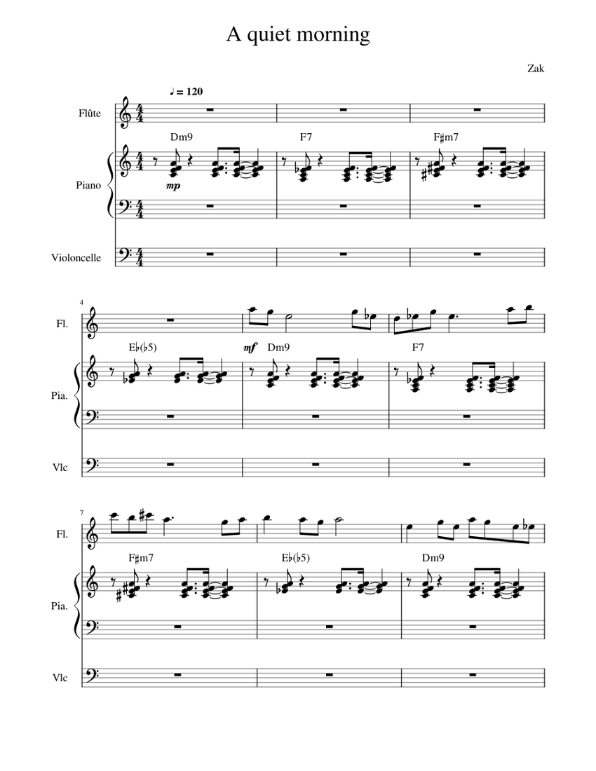 A quiet morning Sheet music for Piano, Flute, Cello (Mixed Trio ...