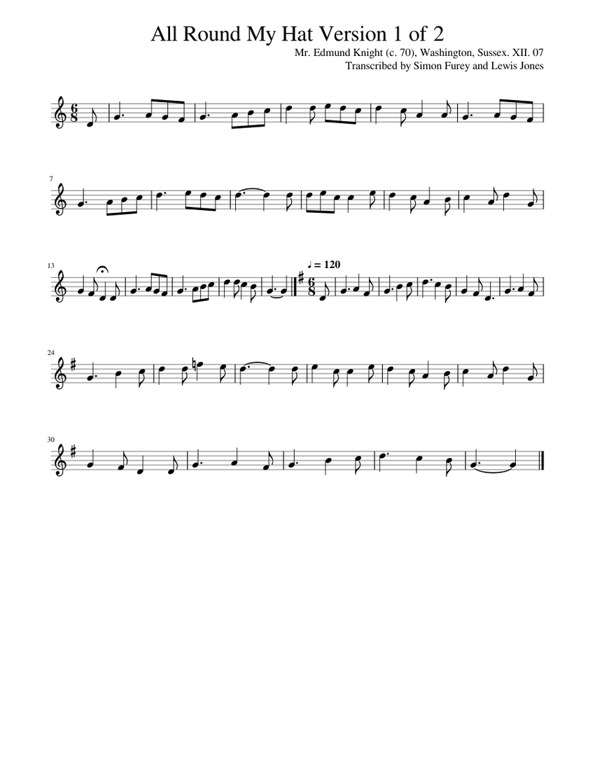 All Round My Hat Version 1 of 2 Sheet music for Piano (Solo) Easy ...