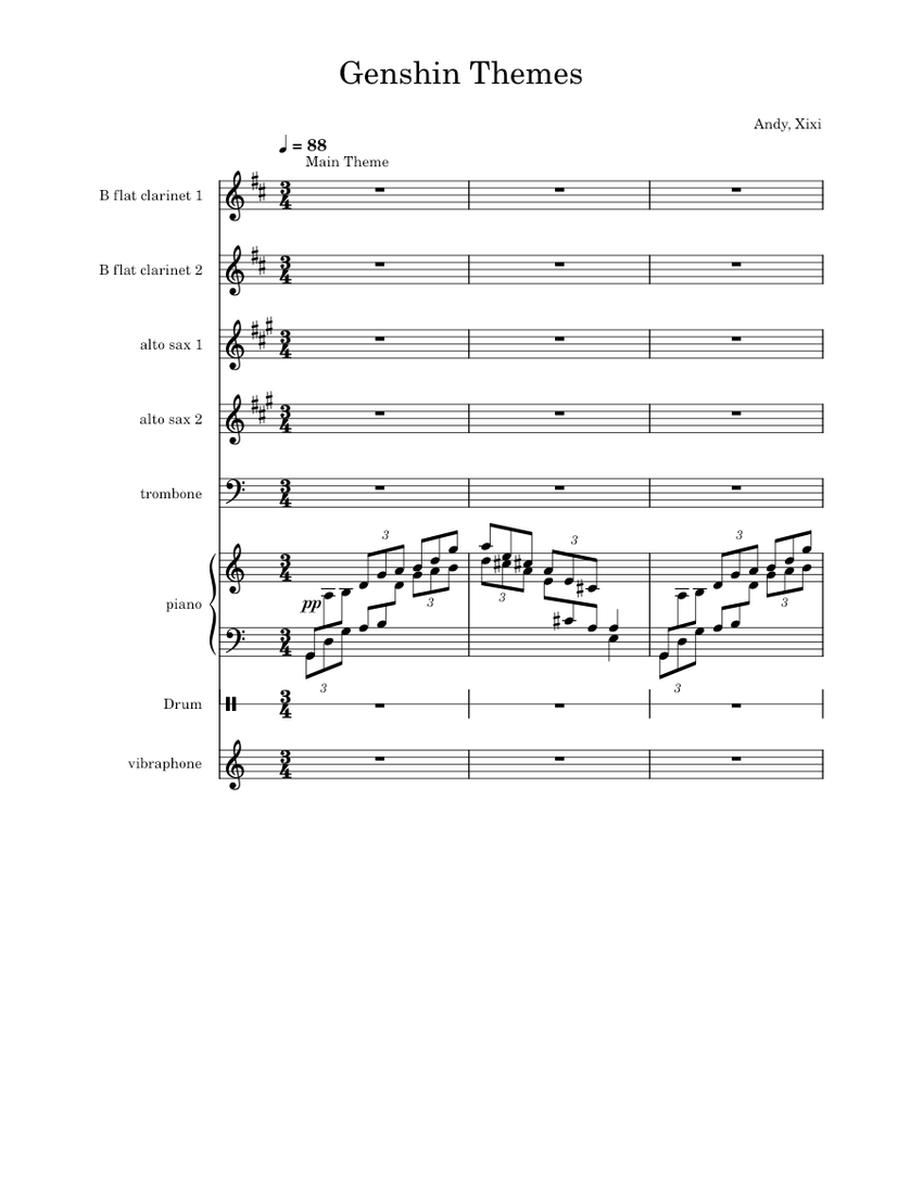 Genshin Impact Main Theme – Yu-Peng Chen Genshin Themes final Sheet ...