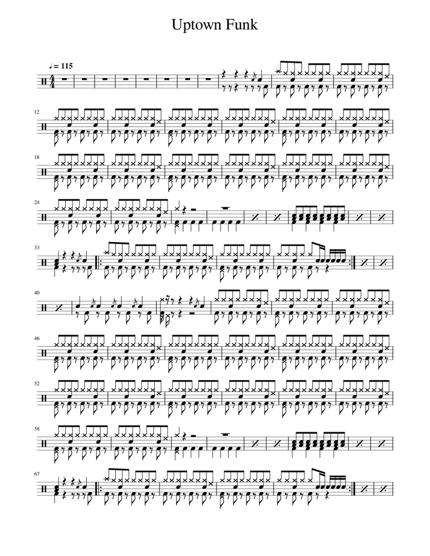 Uptown Funk Sheet Music for Drum group (Solo) | MuseScore.com