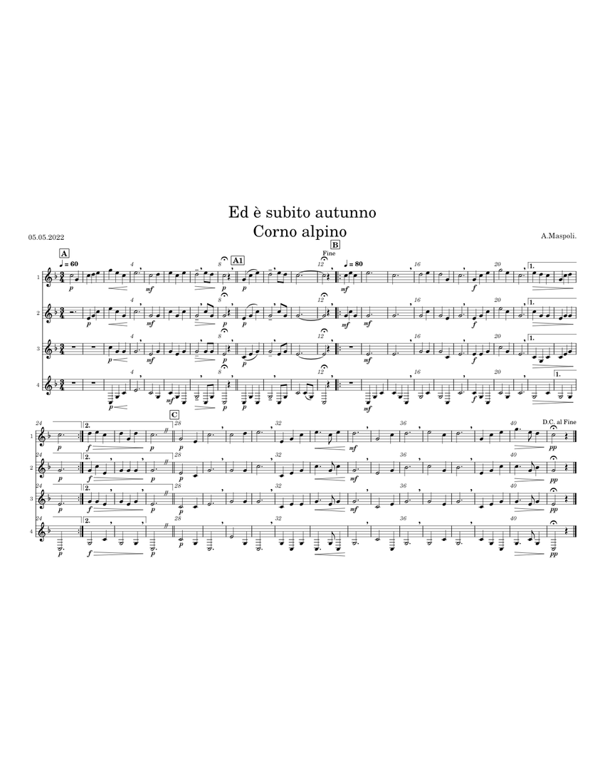 Ed è subito autunno – Antonello Maspoli Sheet music for Brass (other ...