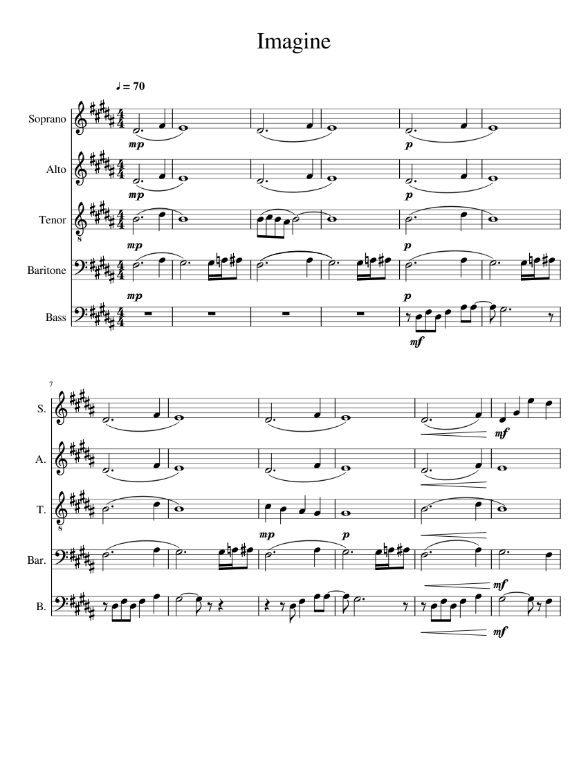 Imagine Sheet music for Soprano, Alto, Tenor, Bass voice & more ...