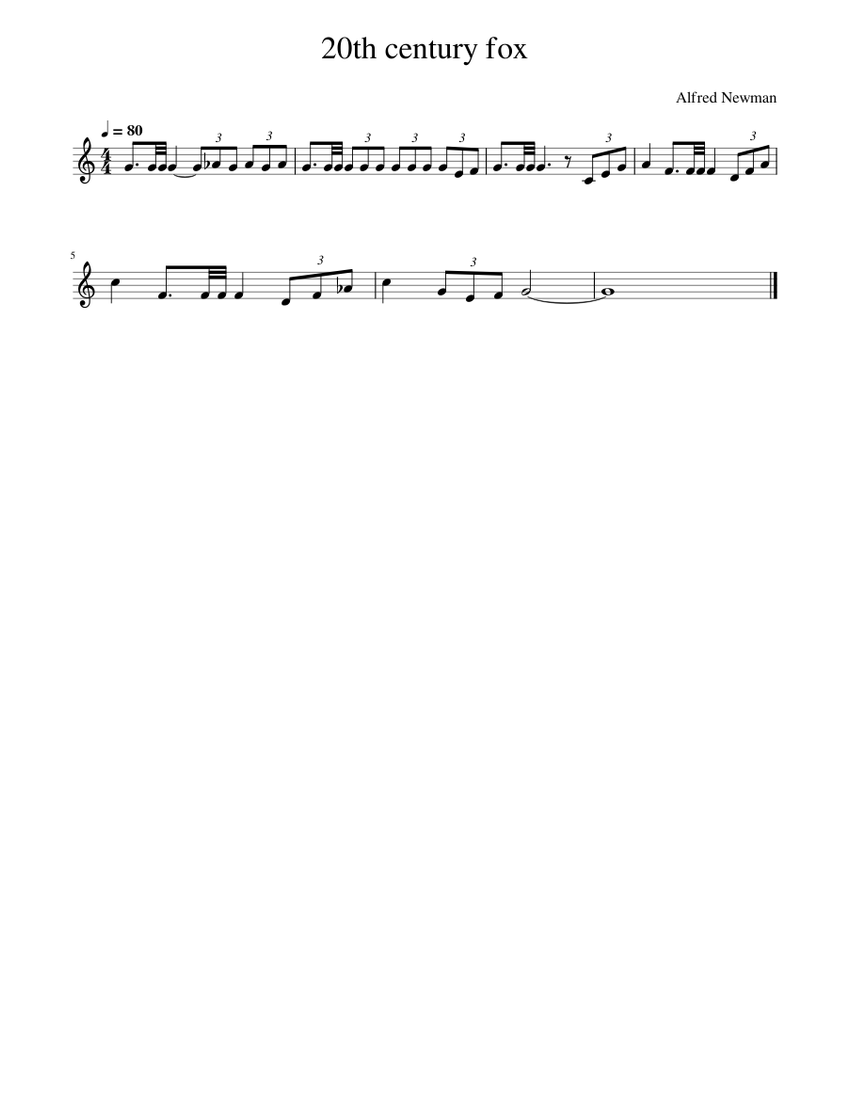 20th century fox Trompette – Alfred Newman Sheet music for Trumpet in b ...