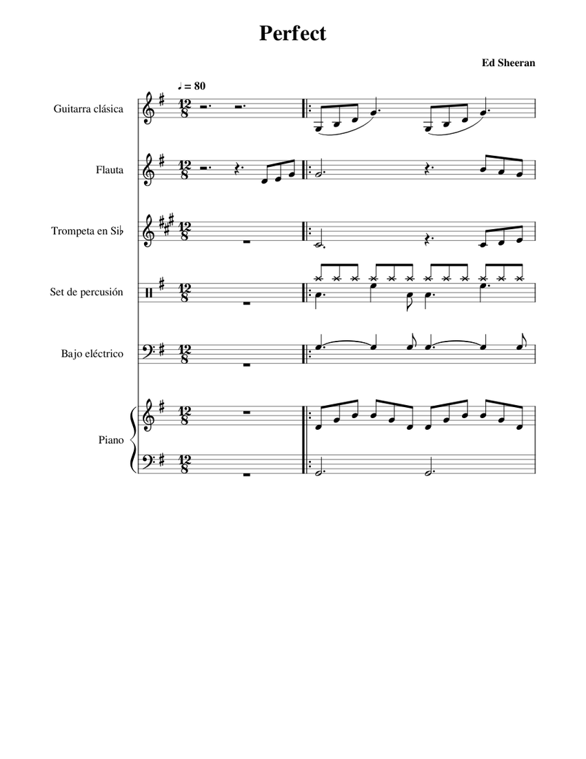 Perfect Sheet music for Piano, Flute, Trumpet in b-flat, Guitar & more ...