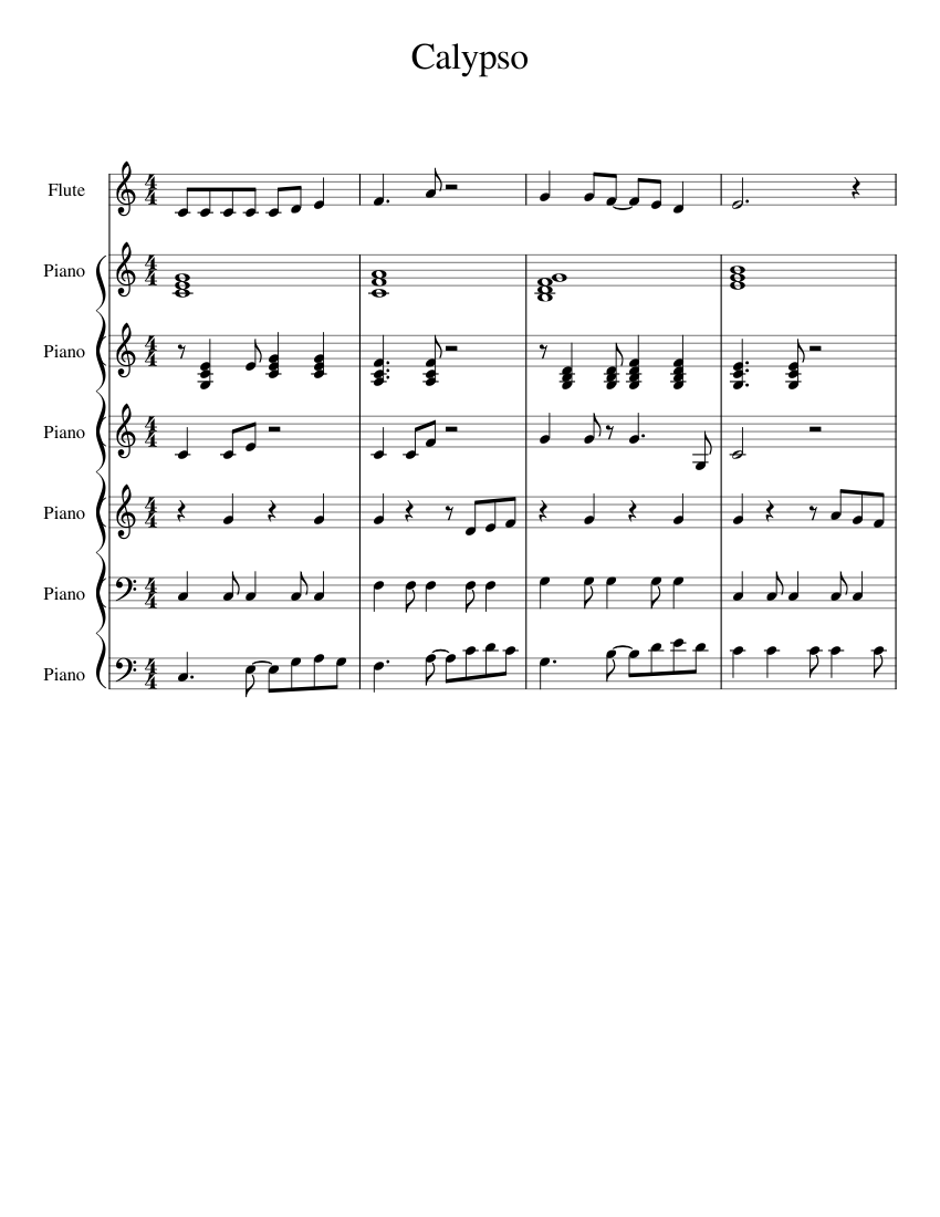 Calypso Sheet Music for Piano, Flute (Mixed Ensemble) | MuseScore.com