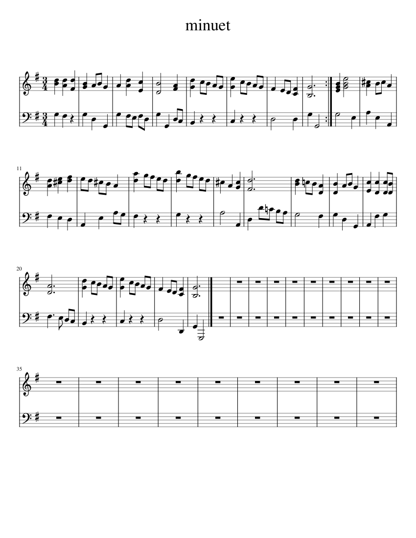 minuet Sheet music for Piano (Solo) Easy | Musescore.com