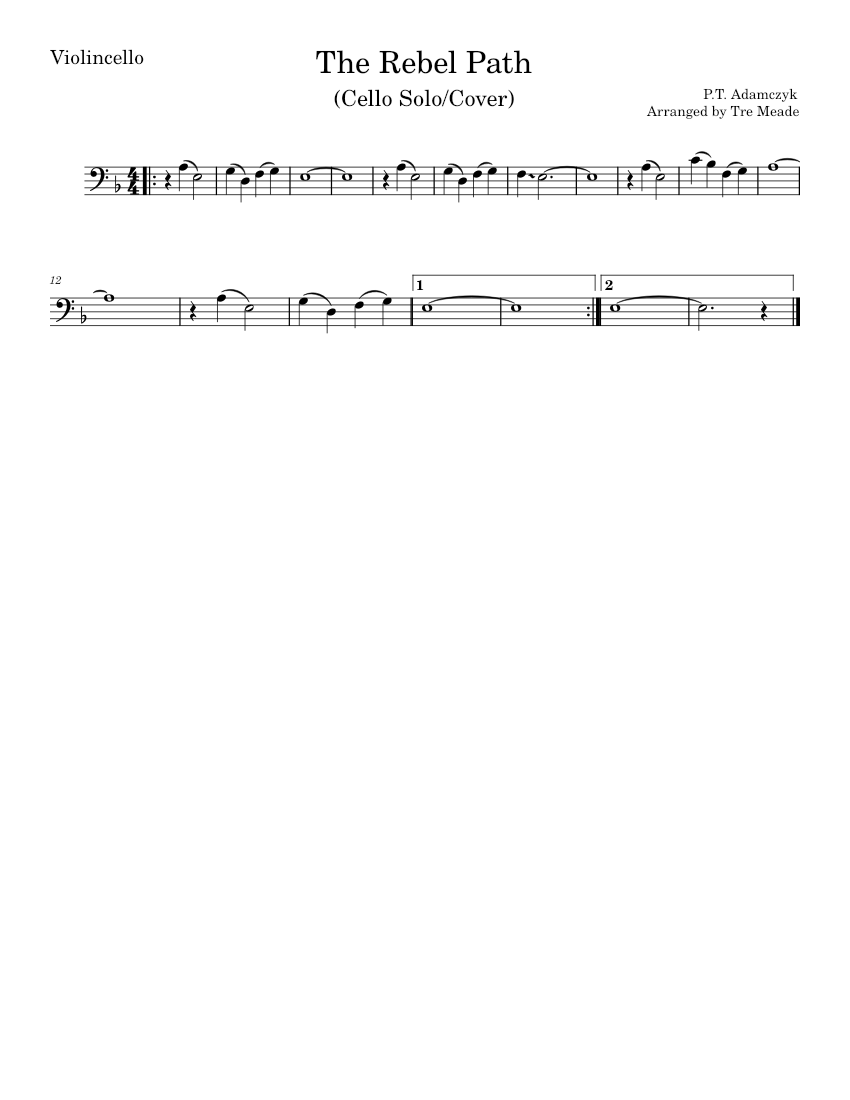 Cyberpunk 2077 - The Rebel Path Cello Solo Sheet music for Piano (Solo ...