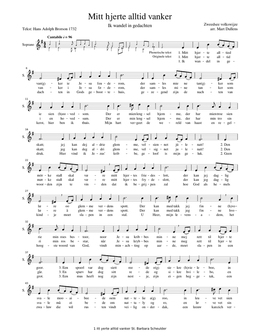 Mitt hjerte alltid vanker Sheet music for Piano, Soprano, Alto, Tenor & more instruments (Mixed ...