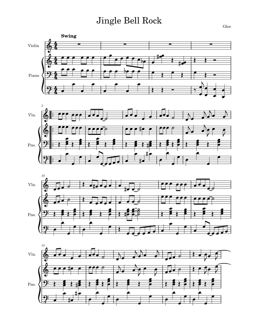 Jingle_bell_rock_trio Sheet Music for Piano, Violin (Piano Trio ...