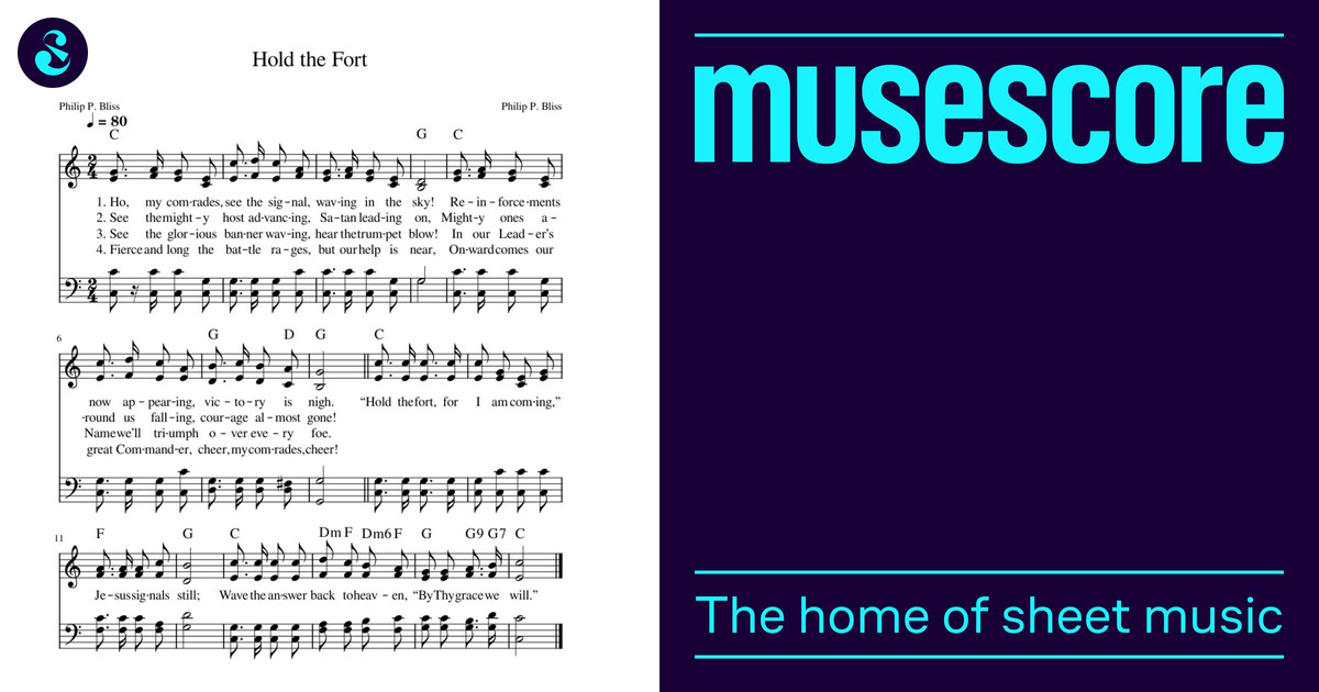 Hold the fort – Philip P. Bliss Sheet Music with Chords for Synthesizer ...
