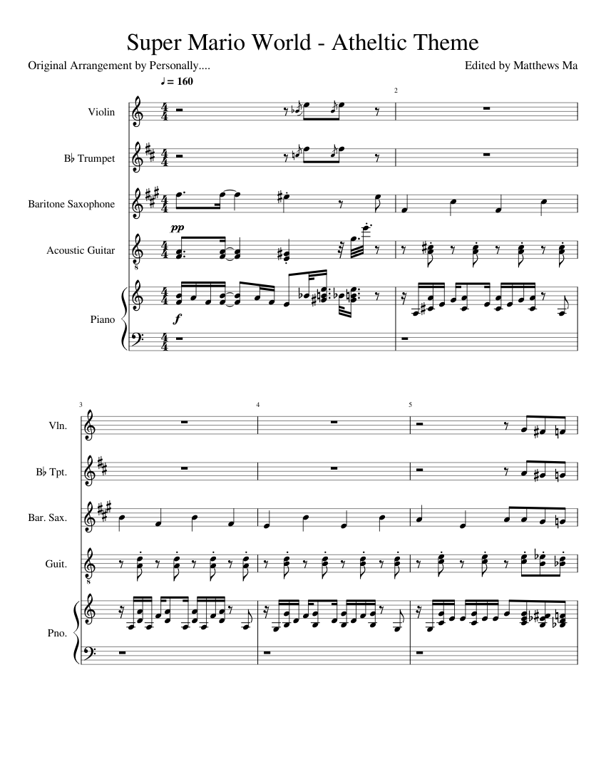 Super Mario Galaxy: Hightail Falls Theme Sheet Music for Piano ...