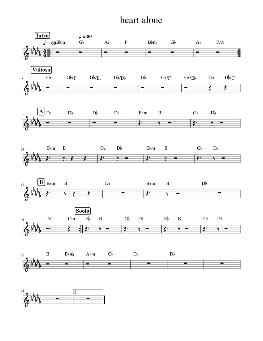 heart alone Sheet Music for Piano (Solo) Easy | MuseScore.com