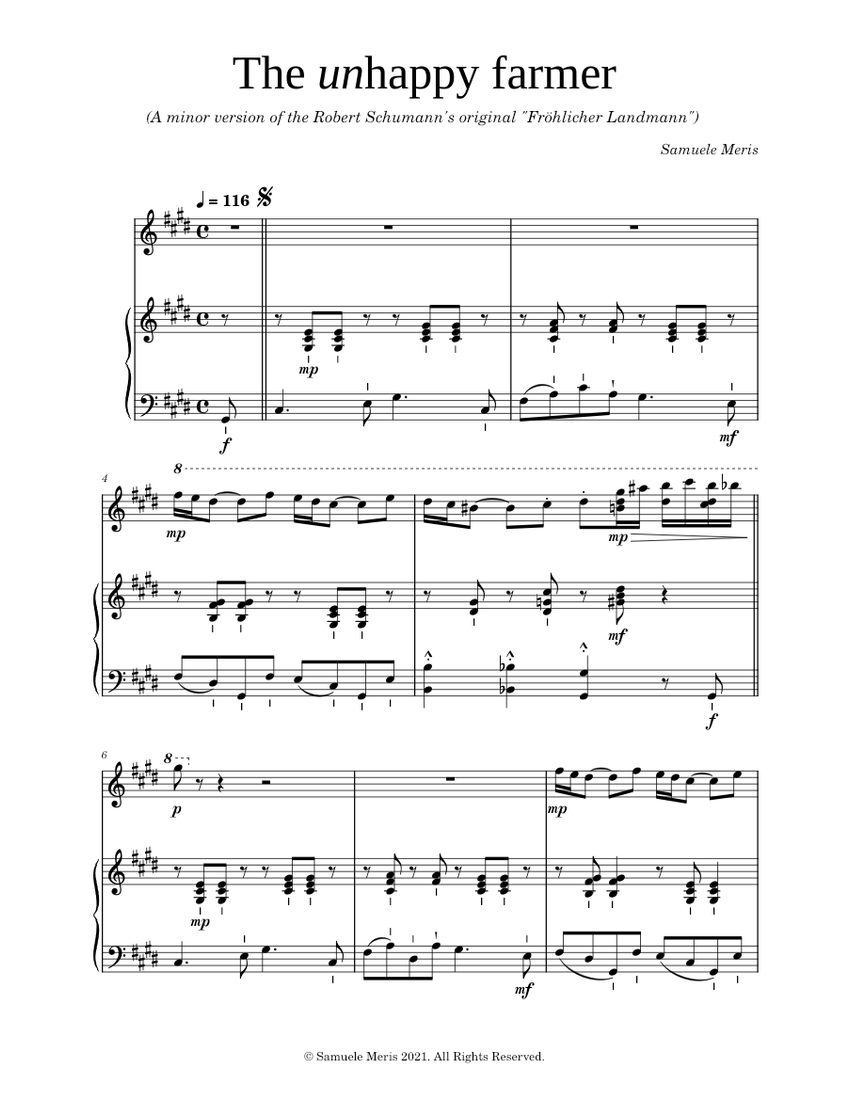 The Unhappy Farmer Sheet Music for Piano (Piano Duo) | MuseScore.com